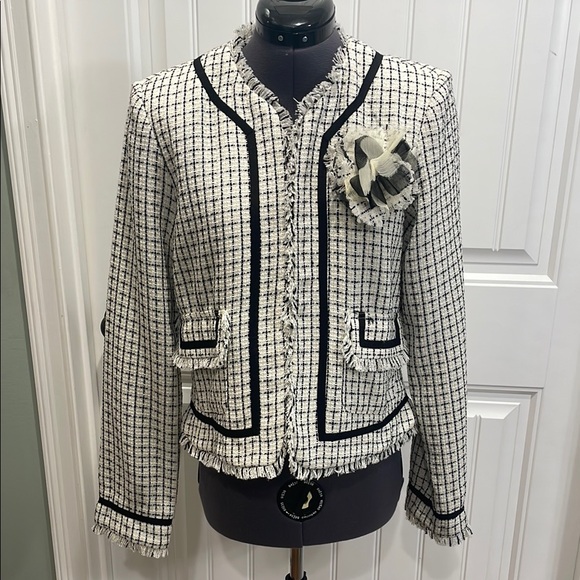 True Meaning | Jackets & Coats | Chic Black And White Tweed Jacket ...
